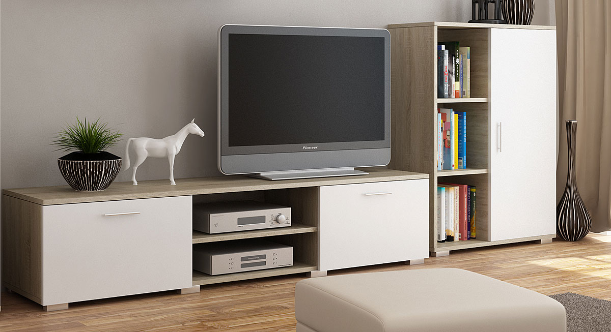 SZAFKA RTV == POD TELEWIZOR TV == BIAŁA DĄB SONOMA - 449 zł - Allegro ...