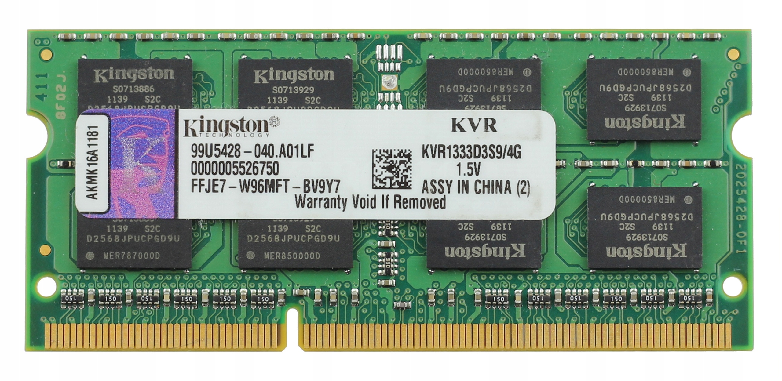 4GB 1333MHz DDR3 KINGSTON PC3-10600 KVR1333D3S9/4G - 7610342018 ...