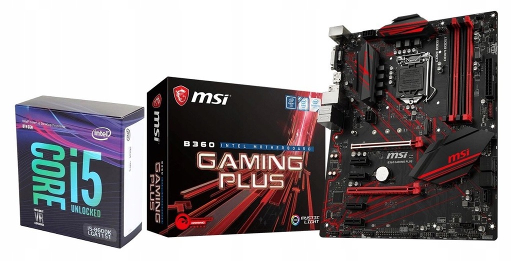 Płyta MSI B360 GAMING PLUS + Intel Core i5-8600K - 7576162683 ...