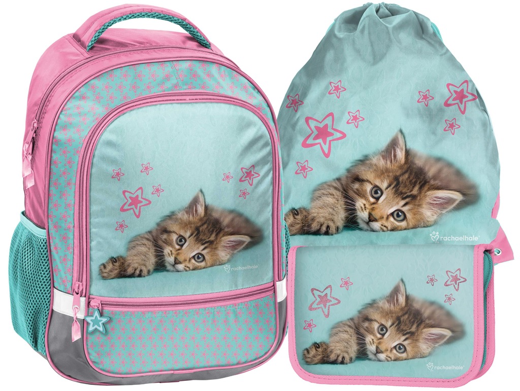 ZESTAW 3w1 PLECAK SZKOLNY Z KOTKIEM KOTEM PIÓRNIK - 7136409555 - oficjalne archiwum Allegro