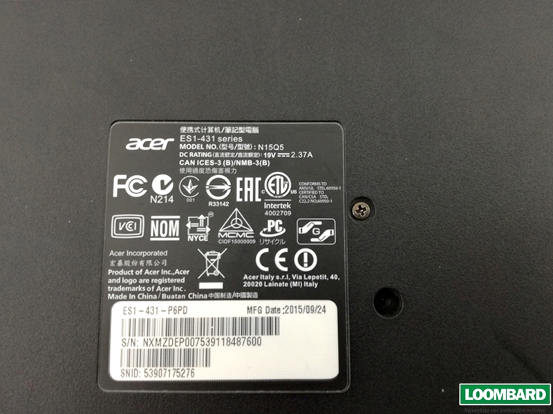 LAPTOP ACER ASPIRE ES1-431 N15Q5 1,6GHZ 500GB - 7382201267 - oficjalne ...