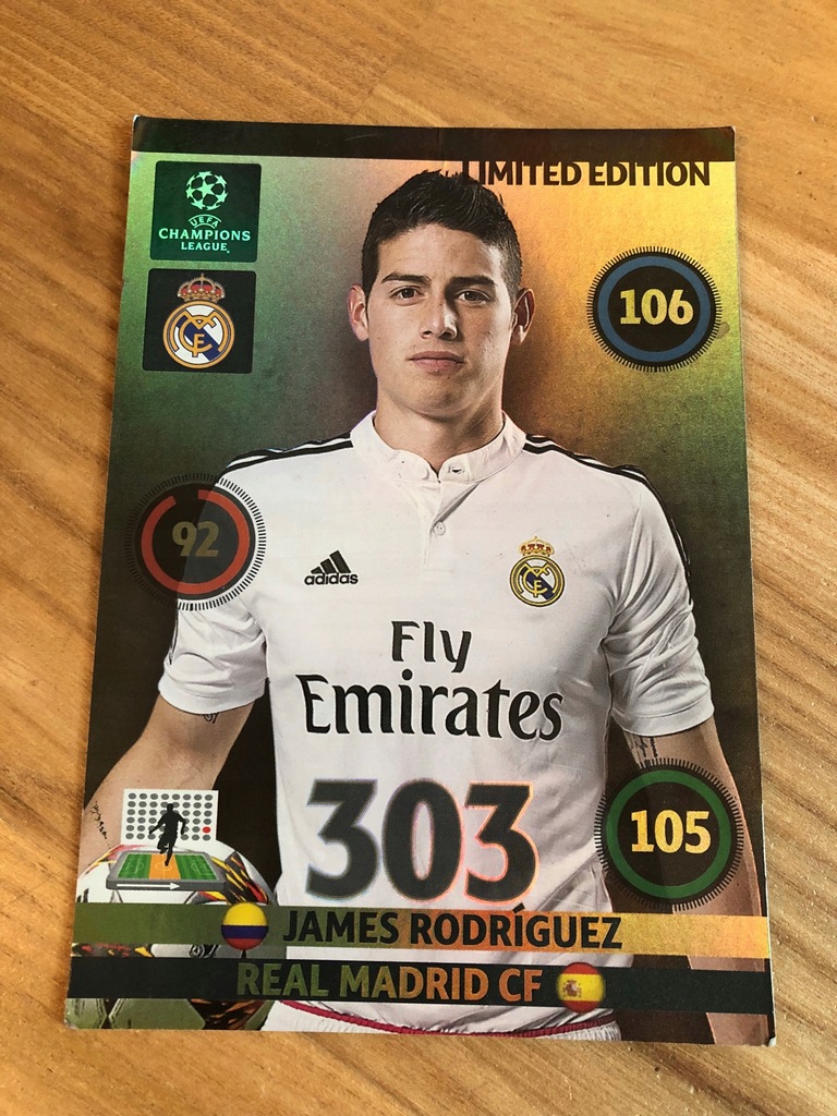 KARTA XXL JAMES RODRIGUEZ LIMITED EDITION UEFA CL - 7617885093 ...