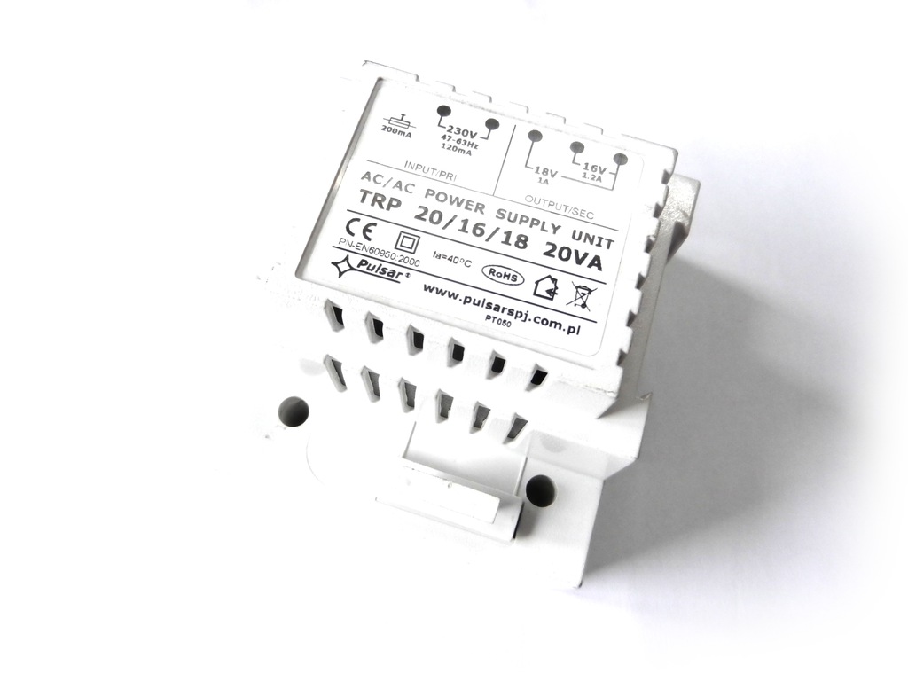 Zasilacz AC Transformator Pulsar TRP 20/16/18 20VA - 6950678262 - oficjalne archiwum Allegro