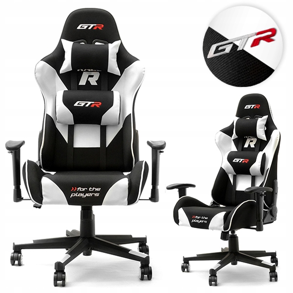 FOTEL GAMINGOWY DLA GRACZA RACER GTR CZARNY BIAŁY - 7362841638 ...