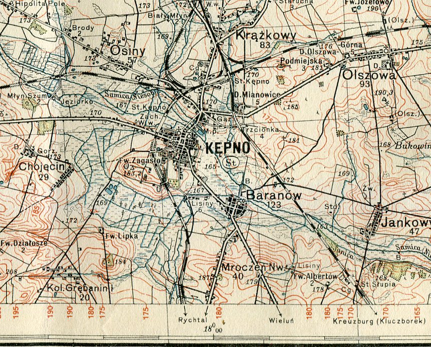 KĘPNO OSTRZESZÓW :: mapa wojskowa WIG : 1936 - 7220347101 - oficjalne ...