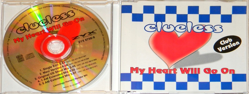 Clueless - My Heart Will Go On 1998 MAXI CD - 7556279752 - oficjalne ...