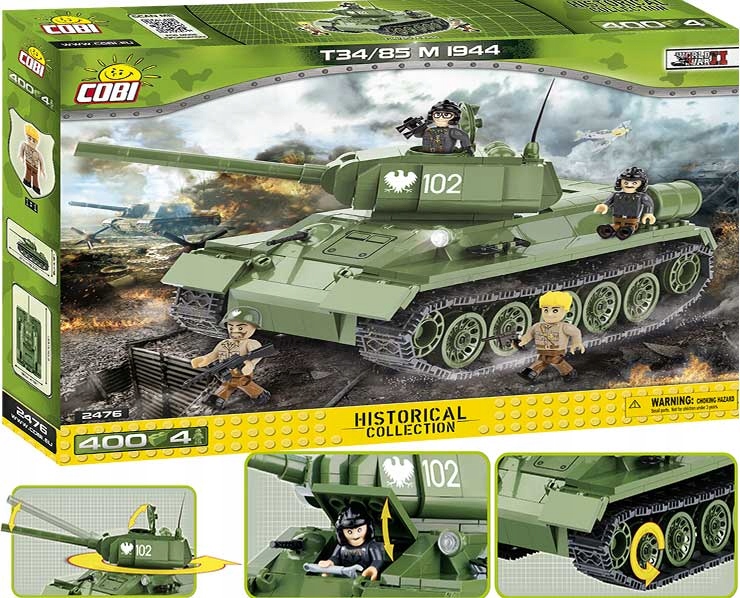 COBI 2476 SMALL ARMY Czołg T-34/85 M 1944 400elem. - 7658861953 ...