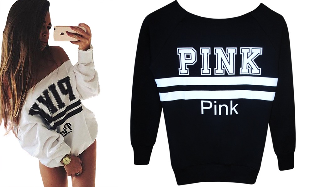 BLUZA DRESOWA OVER SIZE NAPIS PINK n.1003 - 6732050106 - oficjalne ...